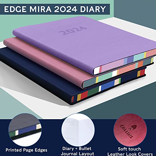 Collins Edge Mira 2024 A5 Diary - Week to View Planner - Colourful Lifestyle Planner and Organiser for Office, Work, Personal and Home - Weekly - EDMR153.55-24 (Navy)