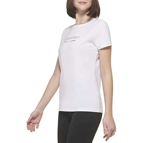 Calvin Klein Performance Women's CKP Pride Logo Short Sleeve T-Shirt, White, Medium