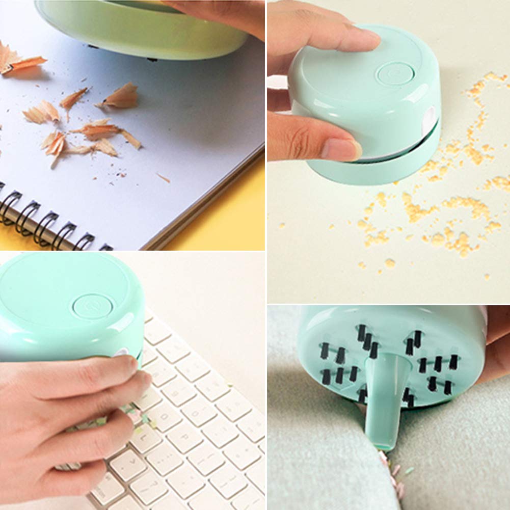 CALIDAKA Portable Mini Vacuum Cleaner, Handheld Battery Operated Cordless Desktop Sweeper Low Noise