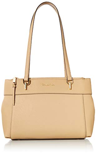 Calvin Klein Hayden Saffiano Leather Triple Compartment Shoulder Bag Satchel, RYE