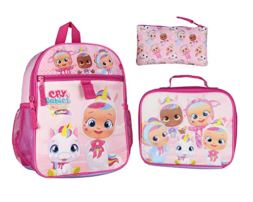 INTIMO Cry Babies Magic Tears Characters Unicorn 3 PC Backpack Lunchbox Pencil Pouch