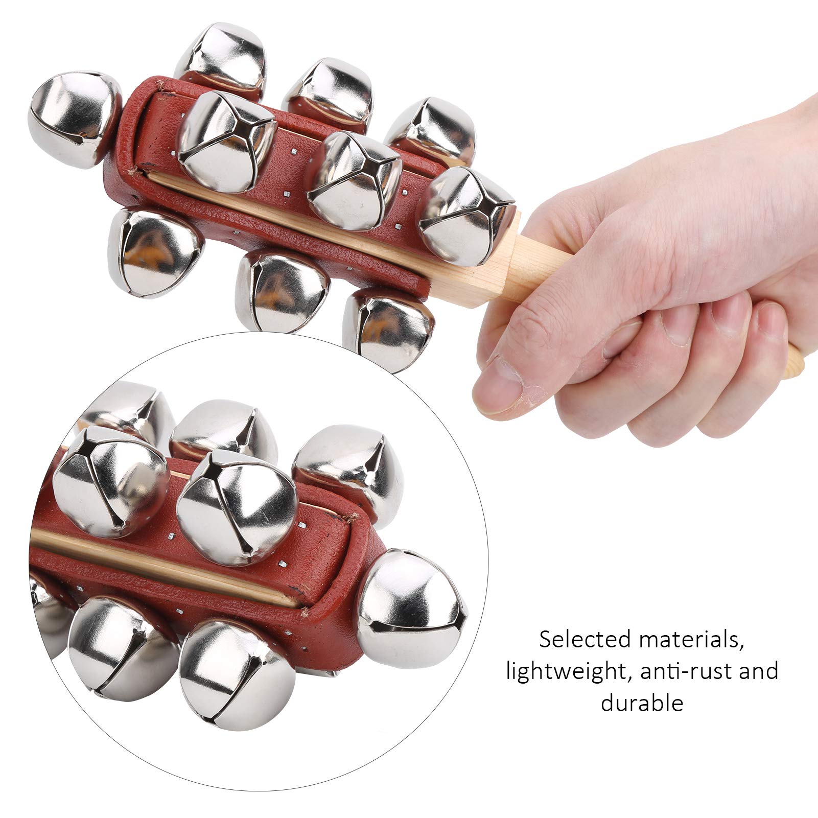 Sleigh Bell Stick, Jingles Bells, Smooth Durable Convenient for Dancing Beginners Concerts Parties