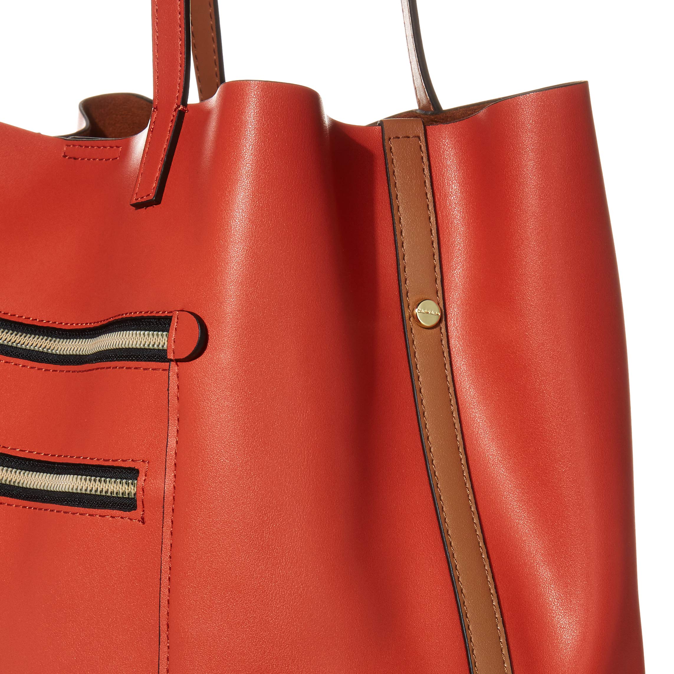 Calvin Klein Rossa Smooth Novelty Organizational North/South Tote, Orange Multi