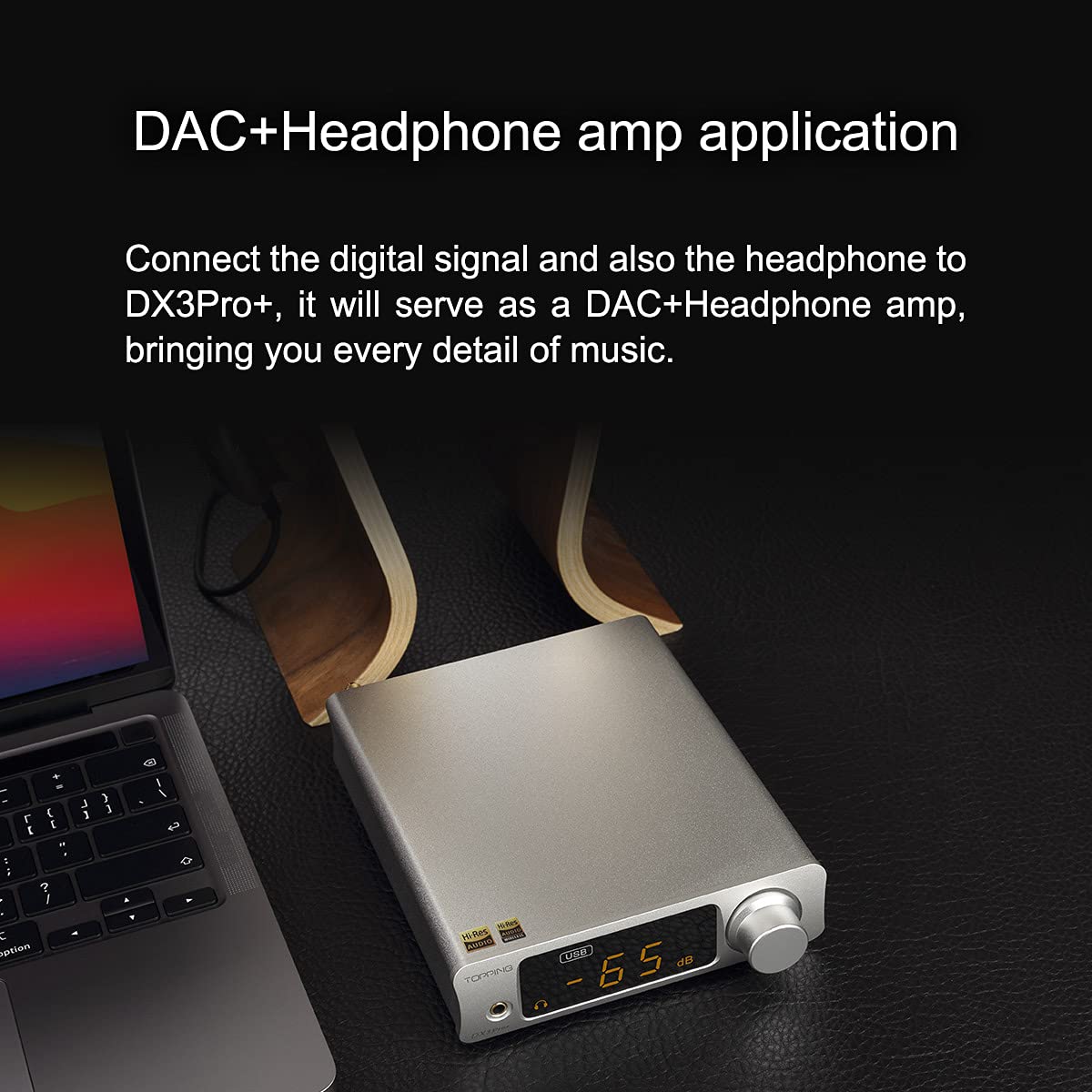 Topping DX3pro+ LDAC Headphone Amplifier - ES9038Q2M XU208 NFCA Bluetooth5.0 Audio Decoder USB/Opt/Coax DAC AMP Pre Amplifier with Remote Control (Black)