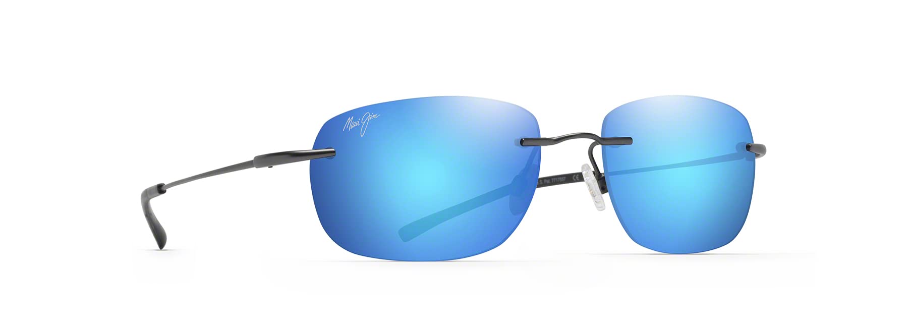 Maui Jim Men's and Women's Nanea Polarized Rimless Sunglasses, Gunmetal/Blue Hawaii, Medium
