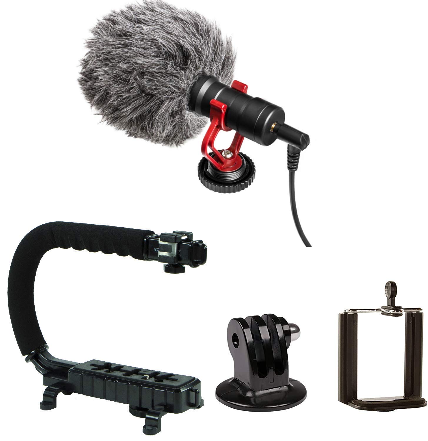 Cam Caddie Scorpion Jr Triple Shoe Camera Stabilizer with VEYDA Universal Video Shotgun Microphone Bundle - Black