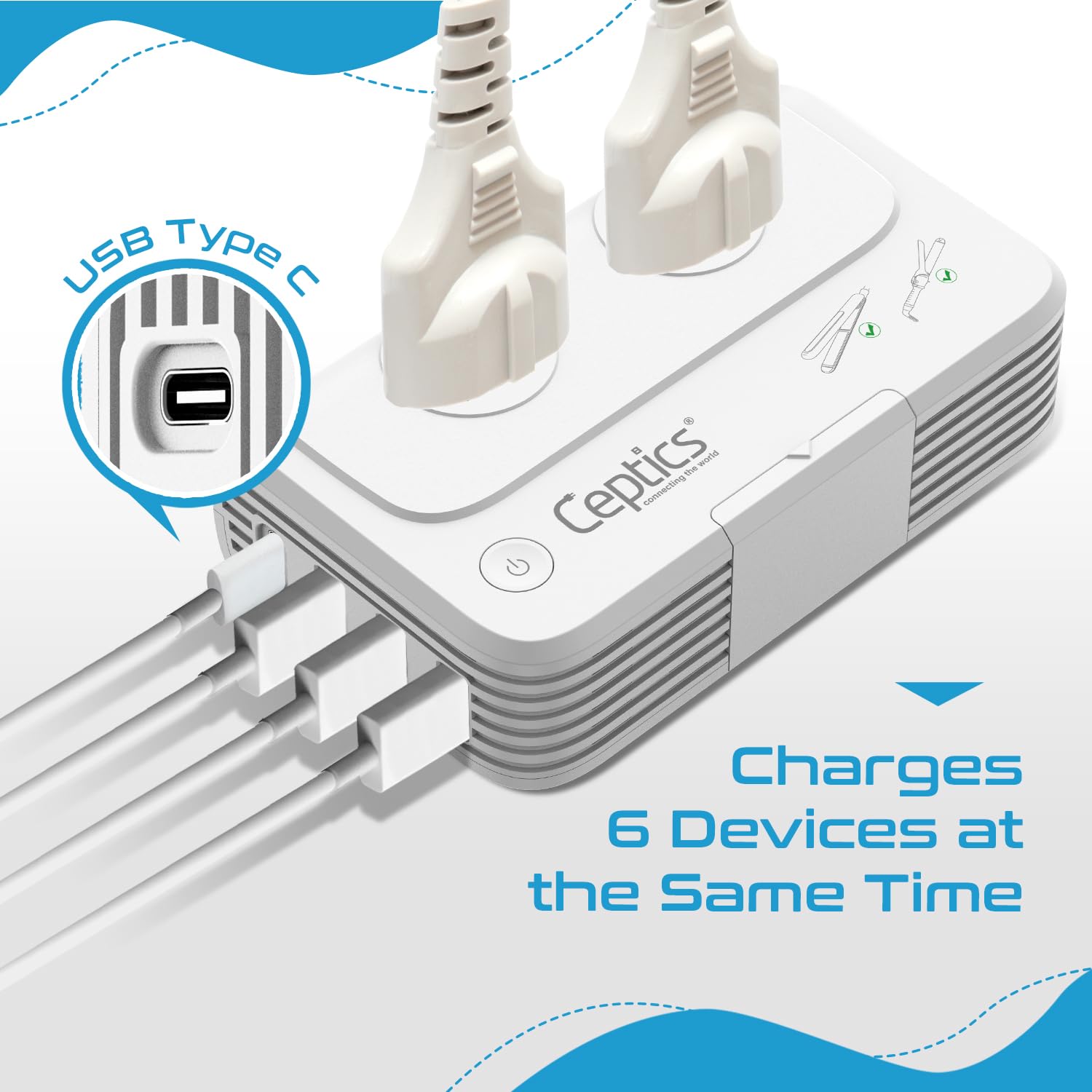 Ceptics 200 W Voltage Converter, Convert 220 V to 110V for Devices Like Curling Iron, Straightener, Chargers, Step Down World Power Plug - 4 USB PD 18W Fast Charging - EU/AU/UK/US Included