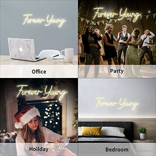 Forever Young Neon Sign With Dimmable Neon Night Wall Decor For Wall Art Decor For Girls Birthday Party Wedding Living Room Office Bar Bedroom Decor Reusable Warm White