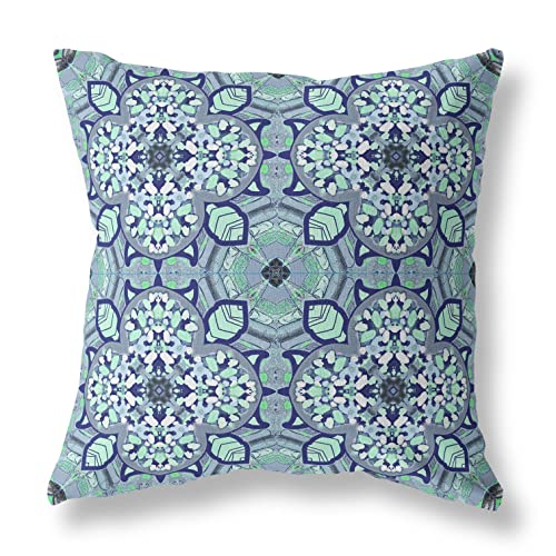 HomeRoots 20" Blue Aqua Cloverleaf Indoor Outdoor Throw Pillow
