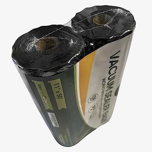 WISPAK Vacuum Sealer Bags food grade BPA free vac seal - 2 pack Rolls (11x50, Black/Clear)