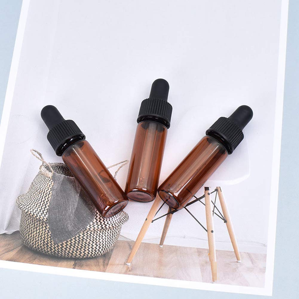 Furnido Amber Dropper Bottle,1 Dram (4ml) 15 Pack,Glass Eye Dropper Refillable Essential Oil Vials Perfume Sample Test Bottle With Pure Dropper Tubes&Black Screw Cap Travel Cosmetic Container