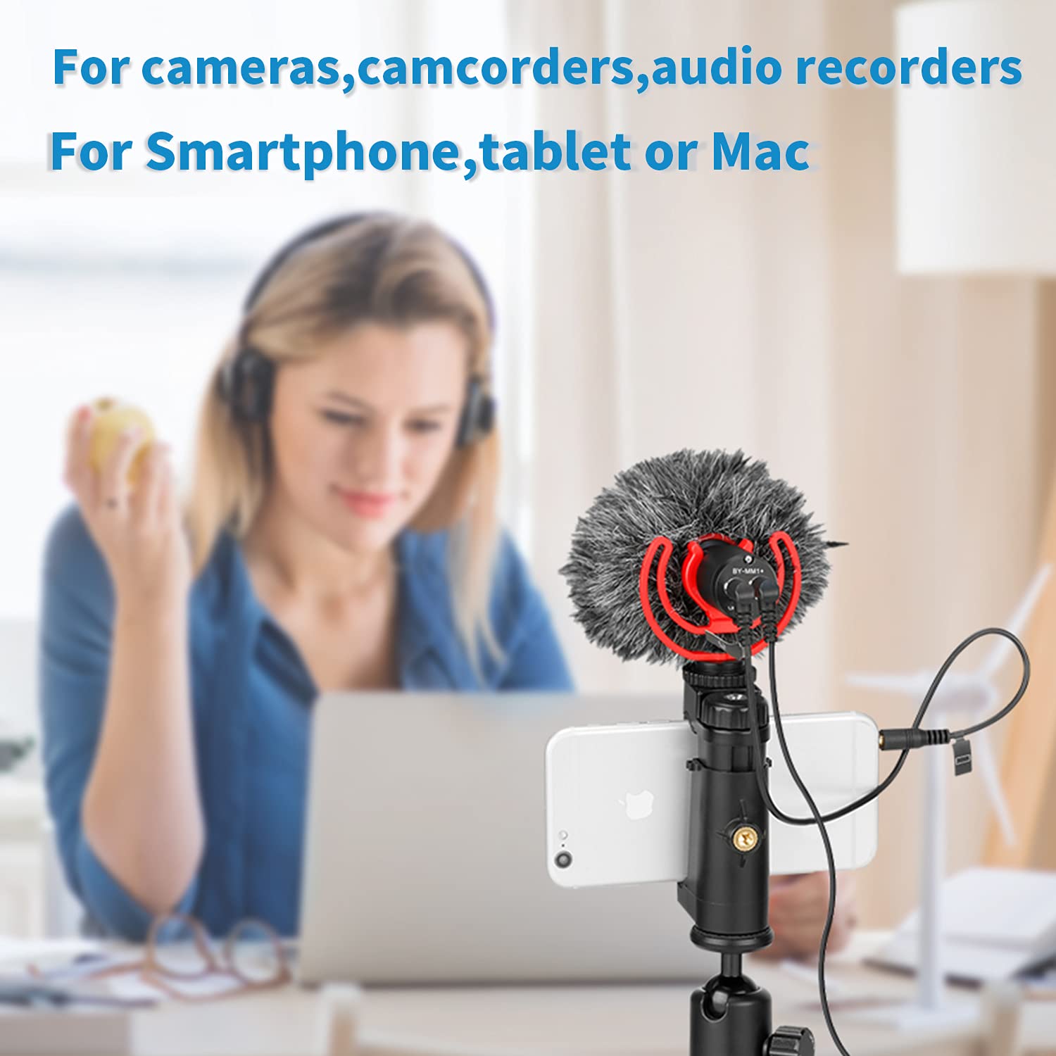 BOYA Smartphone Videomic for Camera, BY-MM1-B Compact Shotgun Microphone YouTube Vlogging Livestream Recording for iPhone Huawei Smartphone DJI Osmo Mobile Plus for Canon Nikon Sony DSLR