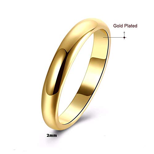 BocaGold 2 MM Stainless Steel Yellow Gold Plated Stackable Ring Wedding Band