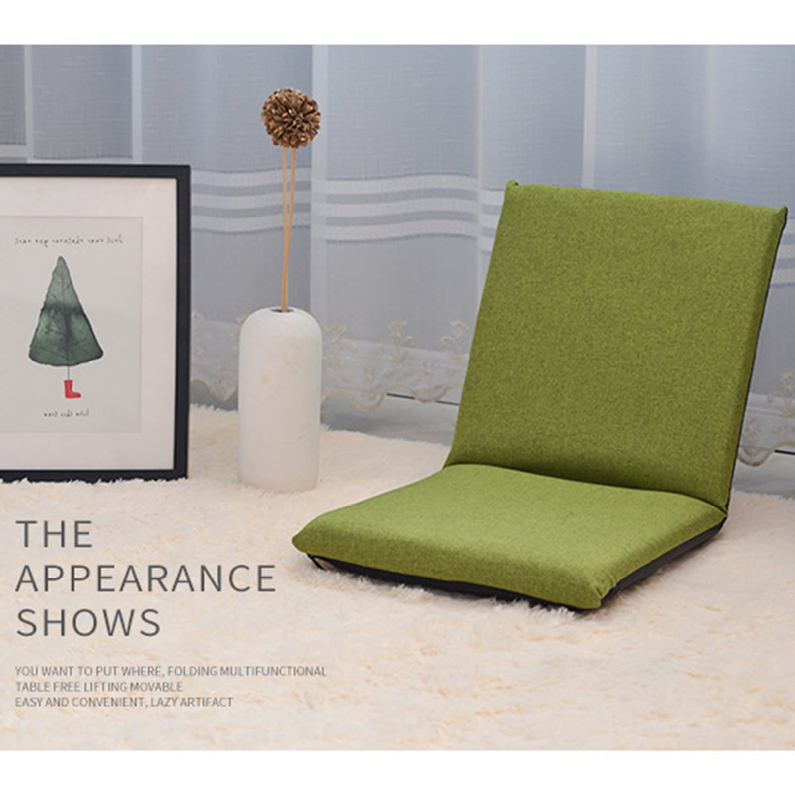 EXASPERATE Stylish Balcony Foldable Single Sofa Comfort Breathable Multi Angle Adjust Sofa Reinvent Home Relaxation (BD#1 Fruit Green)