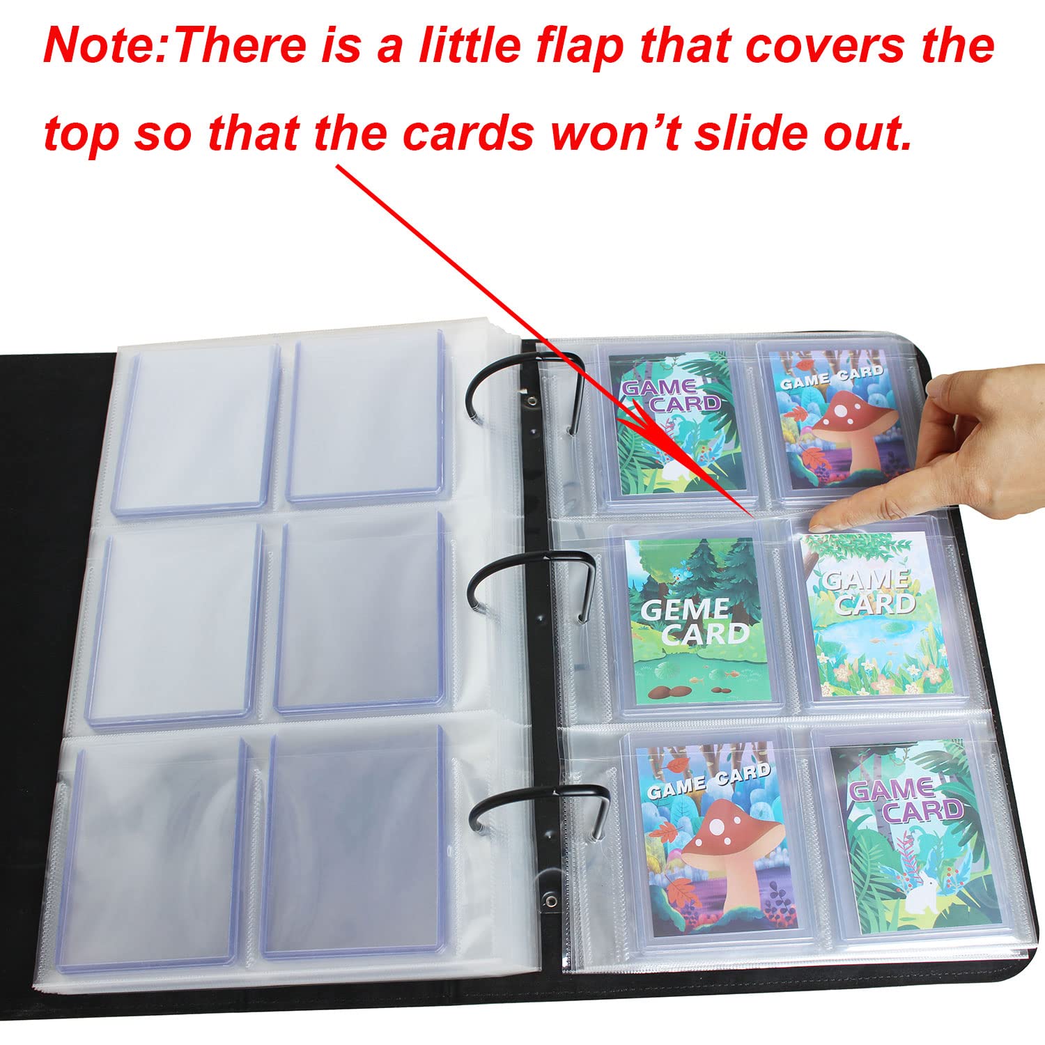 TURKRA Toploaders Binder with 25 Pages, 3-Ring Top Loaders Holder Album Holds 150 3" x 4" Standard Toploaders Hard Holders(Black)