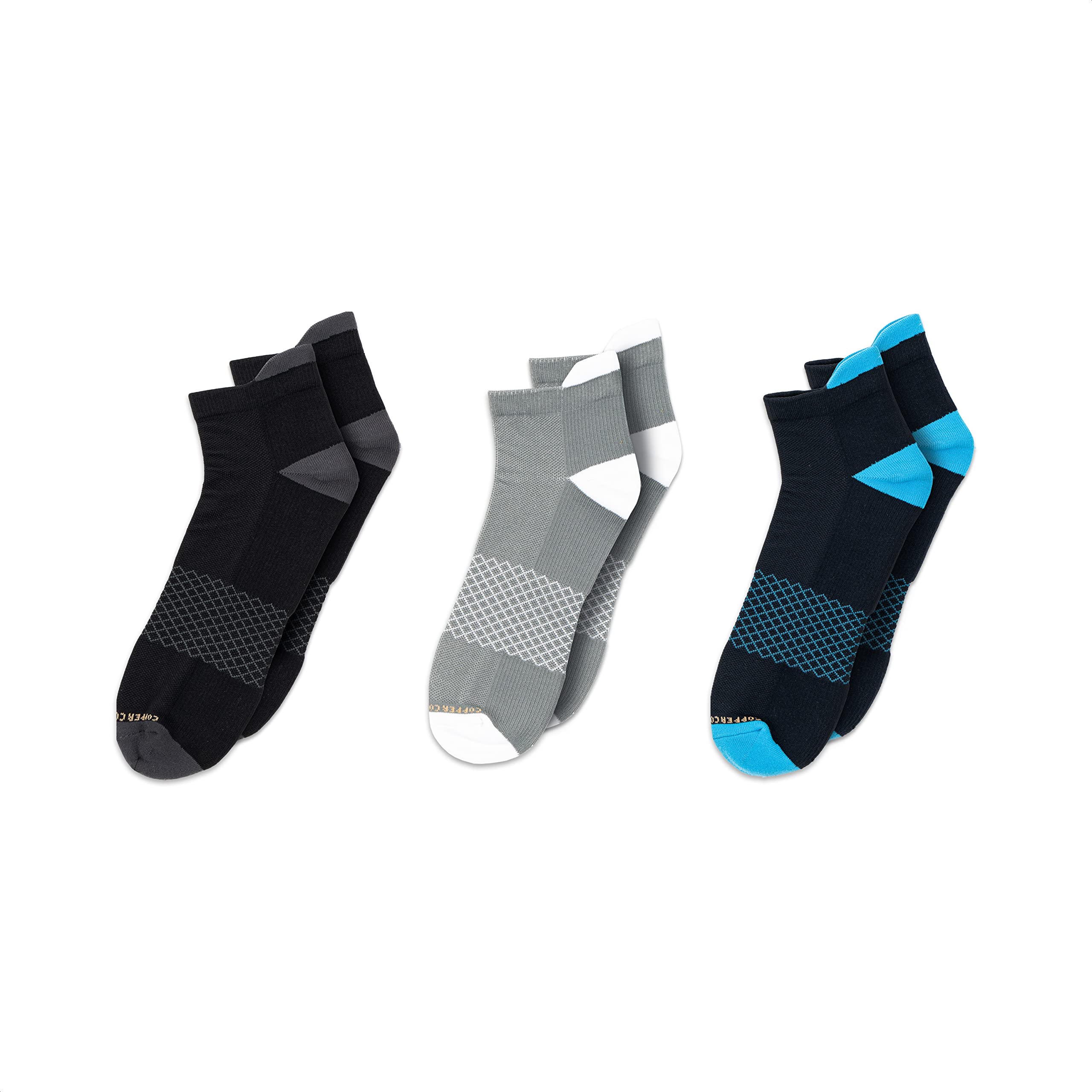 Copper Compression Socks for Women & Men | Powerknit Compression Socks For Running, Cycling & Pain Relief | 15-20 mmHg Plantar Fasciitis Socks with Padded Arch Support - 3 Pairs