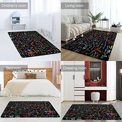 Non Slip Large Area Rugs Durable Thick Floor Mat Doormats Black Math Linear Mathematics Education Pattern Printed Floor Pad Rugs Living Room Bedroom Carpet Standing Mat Home Decor 60"x40"