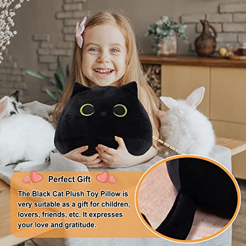 Yoruii 16" Black Cat Plush Toy, Cute Stuffed Animal Pillow, Creative Gift for Valentines & Birthdays