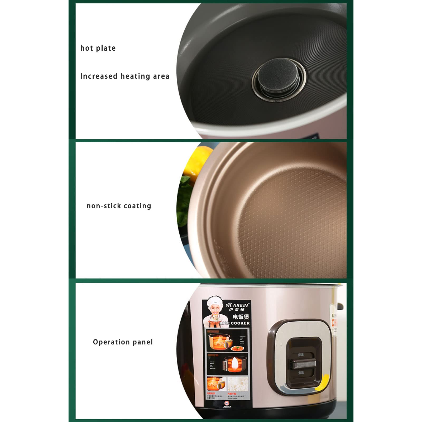 BJHYN Multi Functional Rice Cooker Slow Cooker, Steamer & Warmer One Touch Cooking and Auto Keep Warm Feature Nonstick Pot Stainless Steel