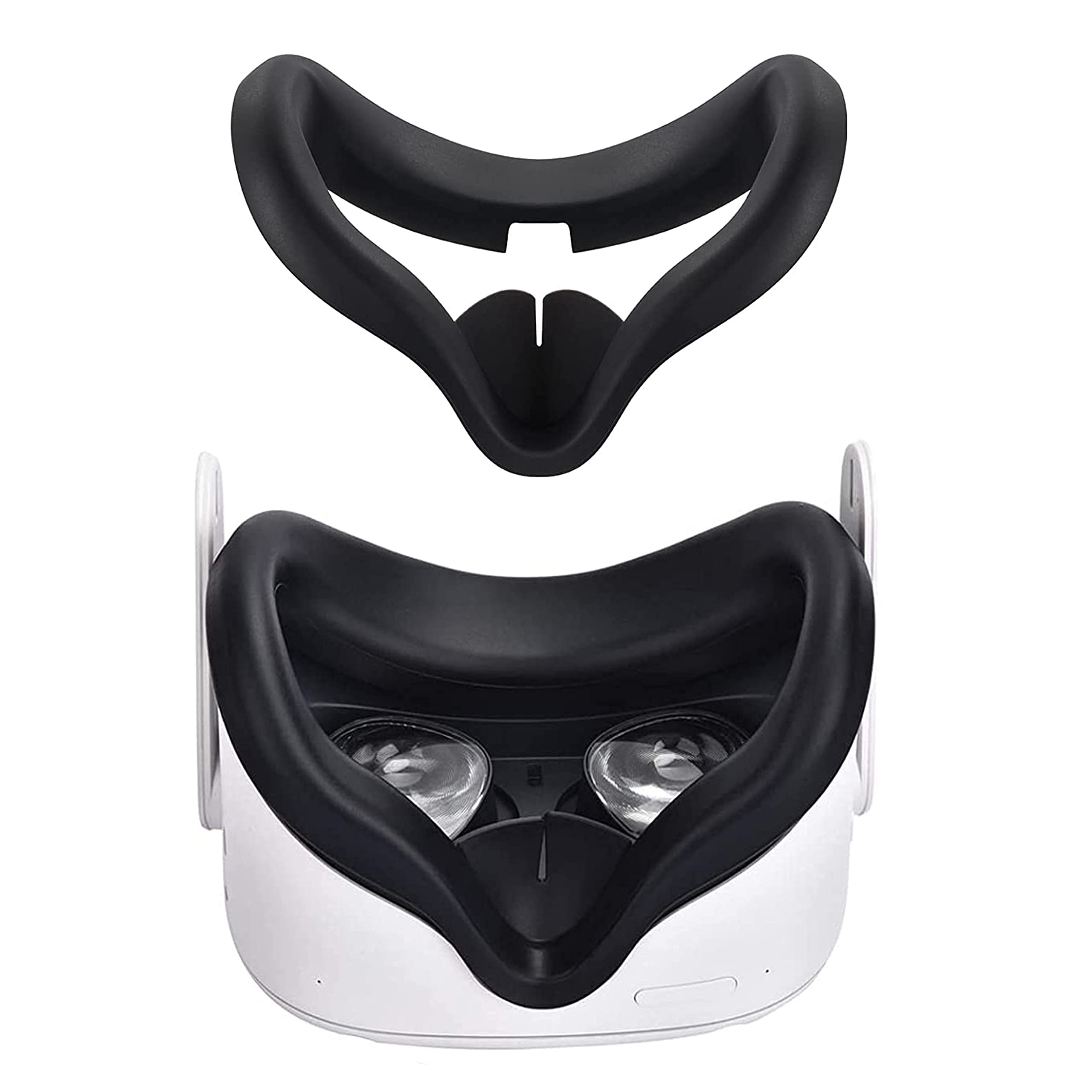 VR Front Face Silicone Protective Shell, Silicone Interfacial Cover, Touch Controller Grips Strap Cover Combination kit 3-in-1 for Meta/Oculus Quest 2 Accessories (Black)