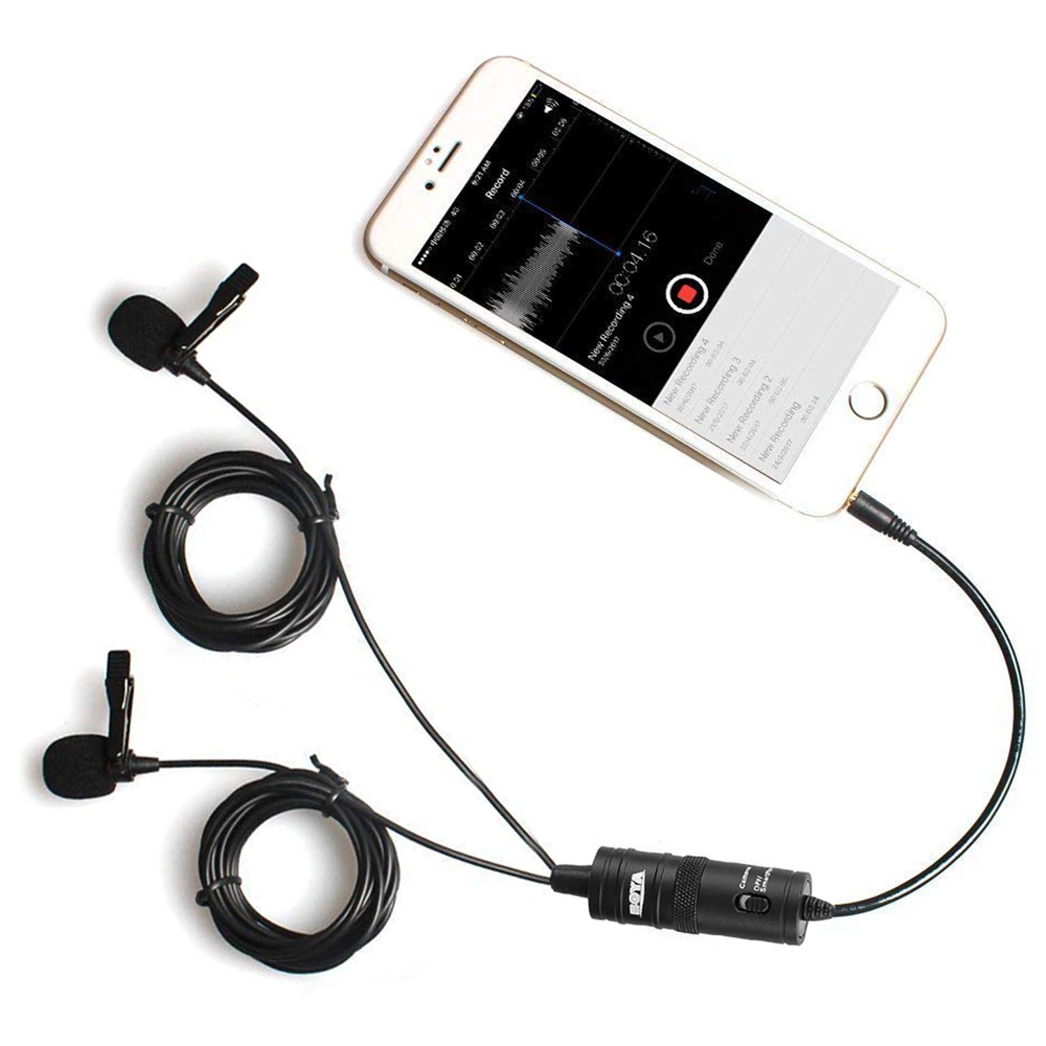 BOYA Upgraded BY-M1S Lavalier Microphone Without Battery Omnidirectional Lapel Mic for iPhone DSLR Camera Android Smartphone Camcorders Audio Recorders PC Laptop Recording