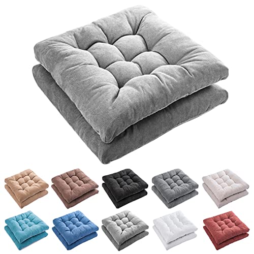 FABRICASTLE Outdoor Chair Cushions Patio Cushion Premium Comfortable Thick Fill Tufted 19" x 19" Floor Wicker Seat Pads, 2 Count (Grey, 2)