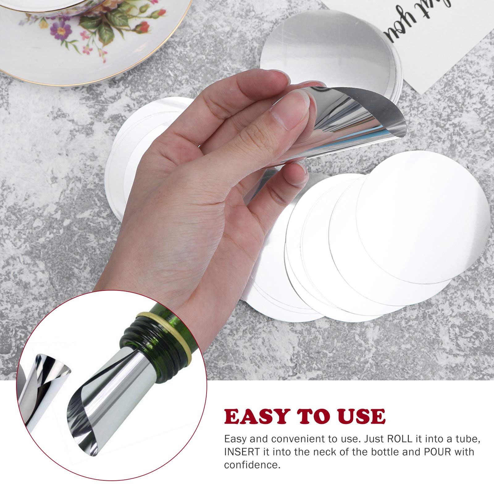 DOITOOL Whisky Foil Disk 20pcs Aluminum Foil Wine Aerating Tool Wine Glass Pour Beverage Bottle Stoppers Wine Pourer Cute Pour Spout Wine Sulfate Removers Wine Pour Disk Beer