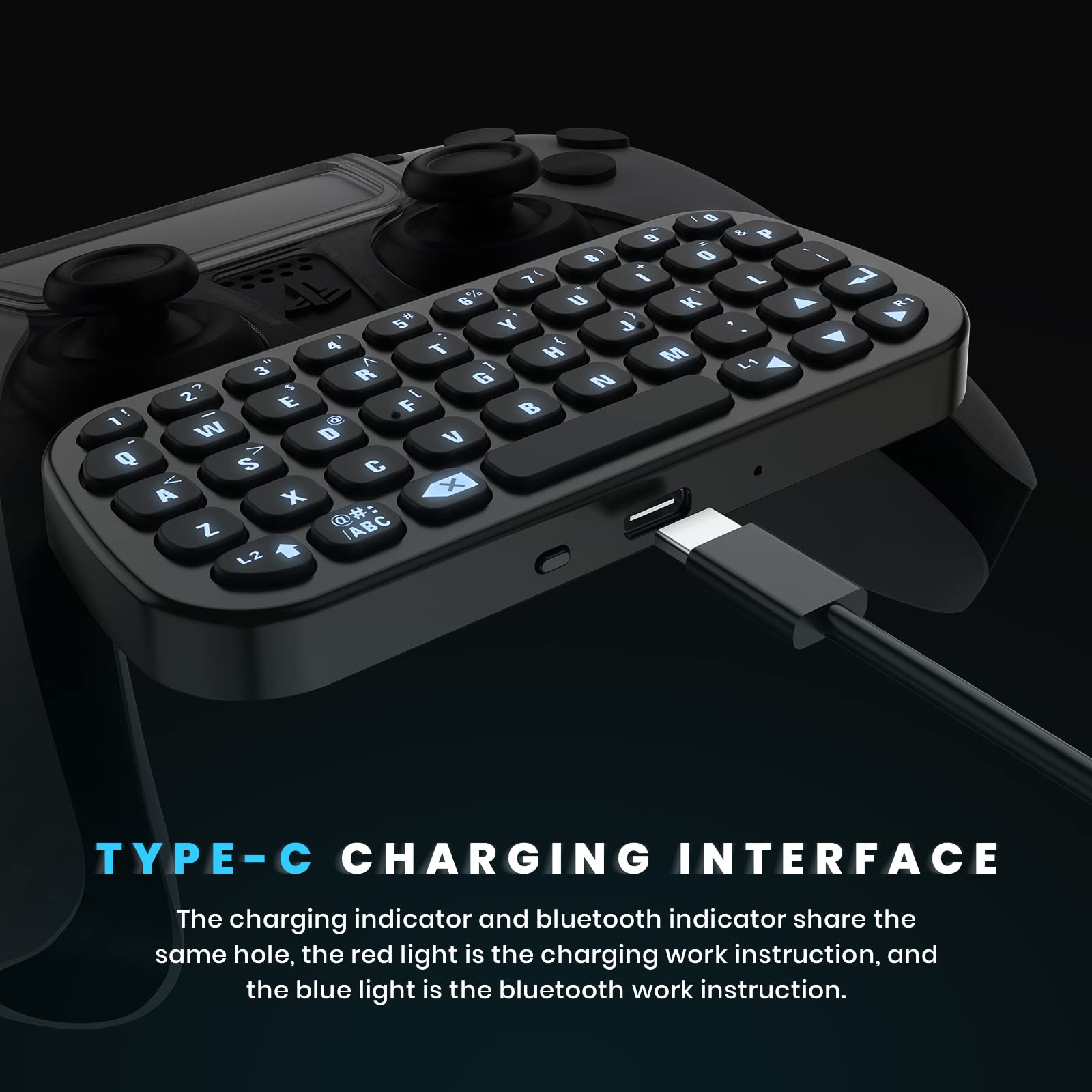 CODOGOY PS5 Stand with 2 Cooling Fan + Controller Keyboard with Backlight for Playstation 5