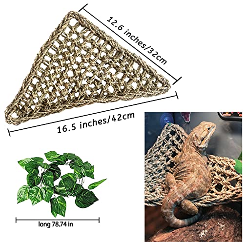 kathson Reptile Habitat Skull Decoration Bearded Dragon Tank Accessories Resin Human Skulls Hide Cave Hanging Vines Plant for Lizards Tortoise Snake Chameleon Spider Reptiles Amphibians(4 PCS)