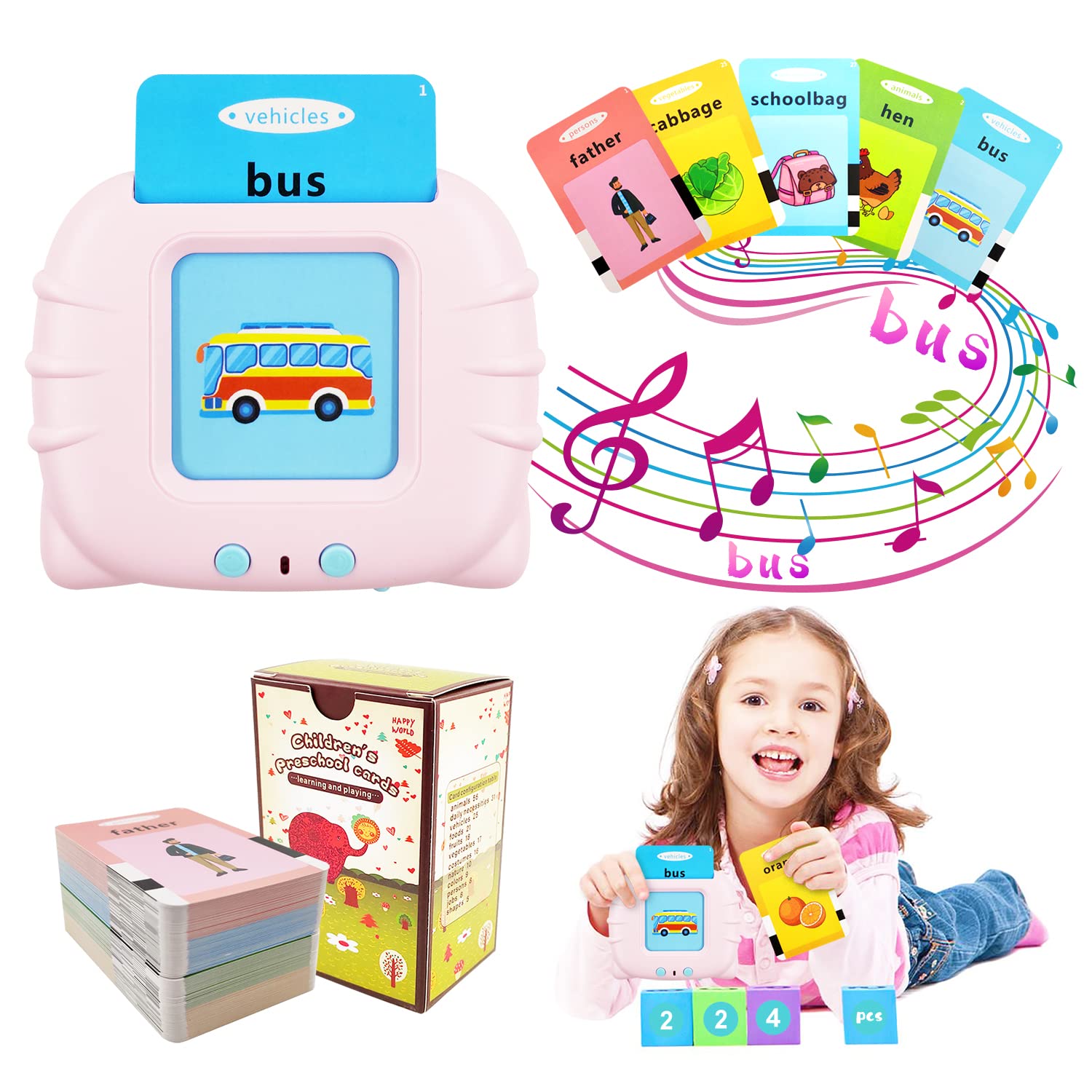 TOVVILD Toddler Learning Toys for 2 3 4 5 6 Year Old Boys Girls - Talking Flash Cards 224 Sight Words Autism Speech Therapy Toys Preschool Educational Toys Birthday Gifts