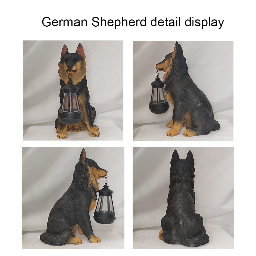 Wanhony Dog Statue Solar Night Light, Outdoor Garden Golden Retriever Decoration Light, Labrador Lawn Hanging Light, Lawn Landscape Solar Light (German Shepherd)