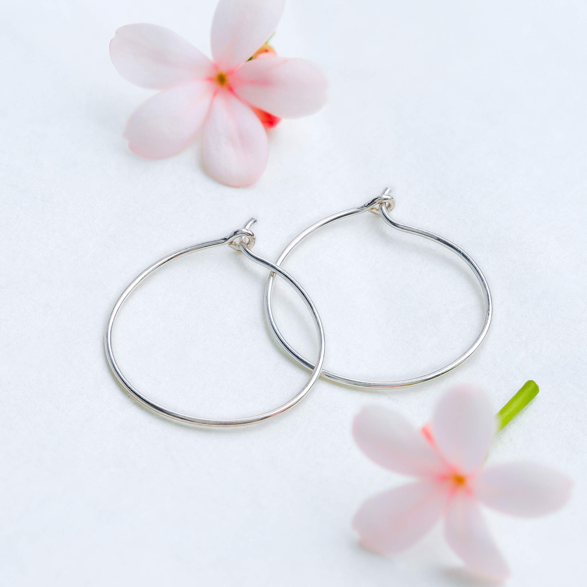 Boma Jewelry Sterling Silver Wire Hoop Earrings (4/5 Inch Hoop)