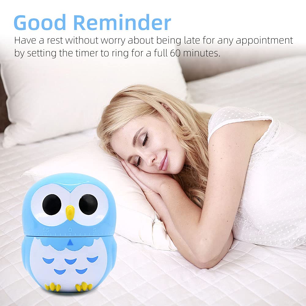 Dolovemk Kitchen Timer,Analog Timer,60 Minute Wind Up Timer Egg Timer-Loud Ring Timers,No Batteries Required 100% Mechanical (Owl)