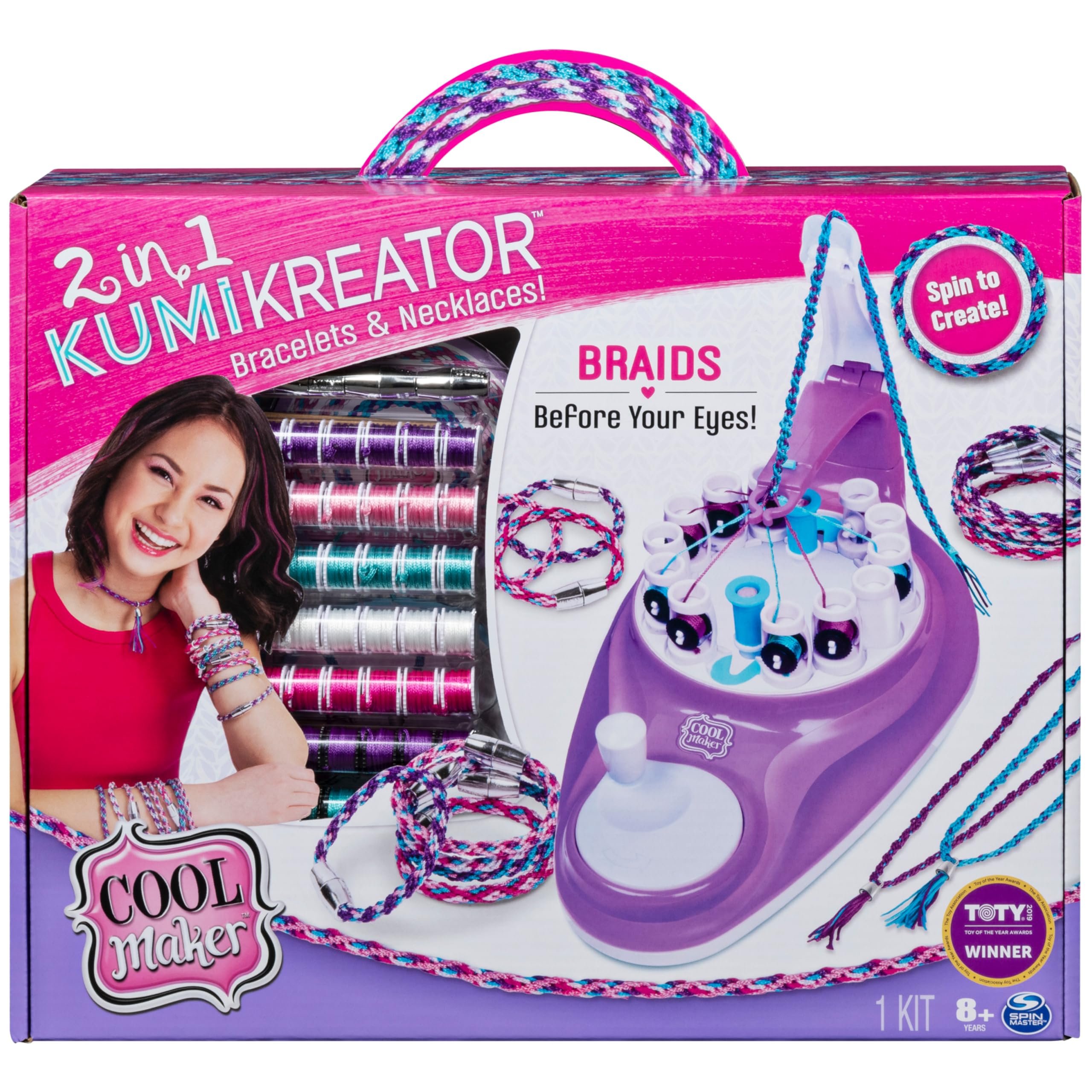 Cool Maker, 2-in-1 KumiKreator, Necklace and Friendship Bracelet Maker Activity Kit, for Ages 8 and Up
