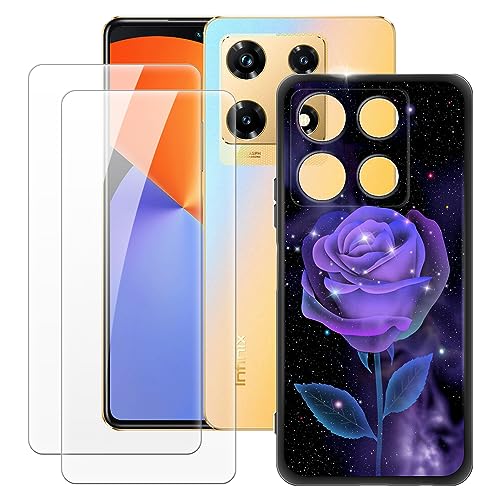 MILEGAO Infinix Note 30 Pro 4G X678B Case + 2PCS Screen Protector Tempered Glass, Ultra Thin Bumper Shockproof Soft TPU Silicone Cover for Infinix Note 30 Pro 4G X678B (6.78β) Rose
