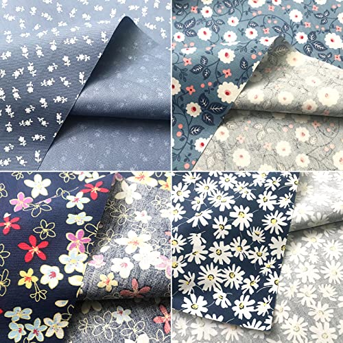 Mililanyo 8pcs 18x22inch Cotton Fabric Fat Quarters Daisy Design Fabric Bundles Floral Precut Patchwork for Quilting Sewing Crafting