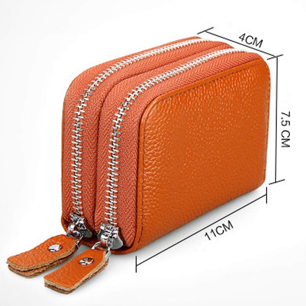 Small Soft Leather Wallet For Women, RFID Blocking Ladies Card Holder with Zipper Pocket C-B-B2 (Brown)