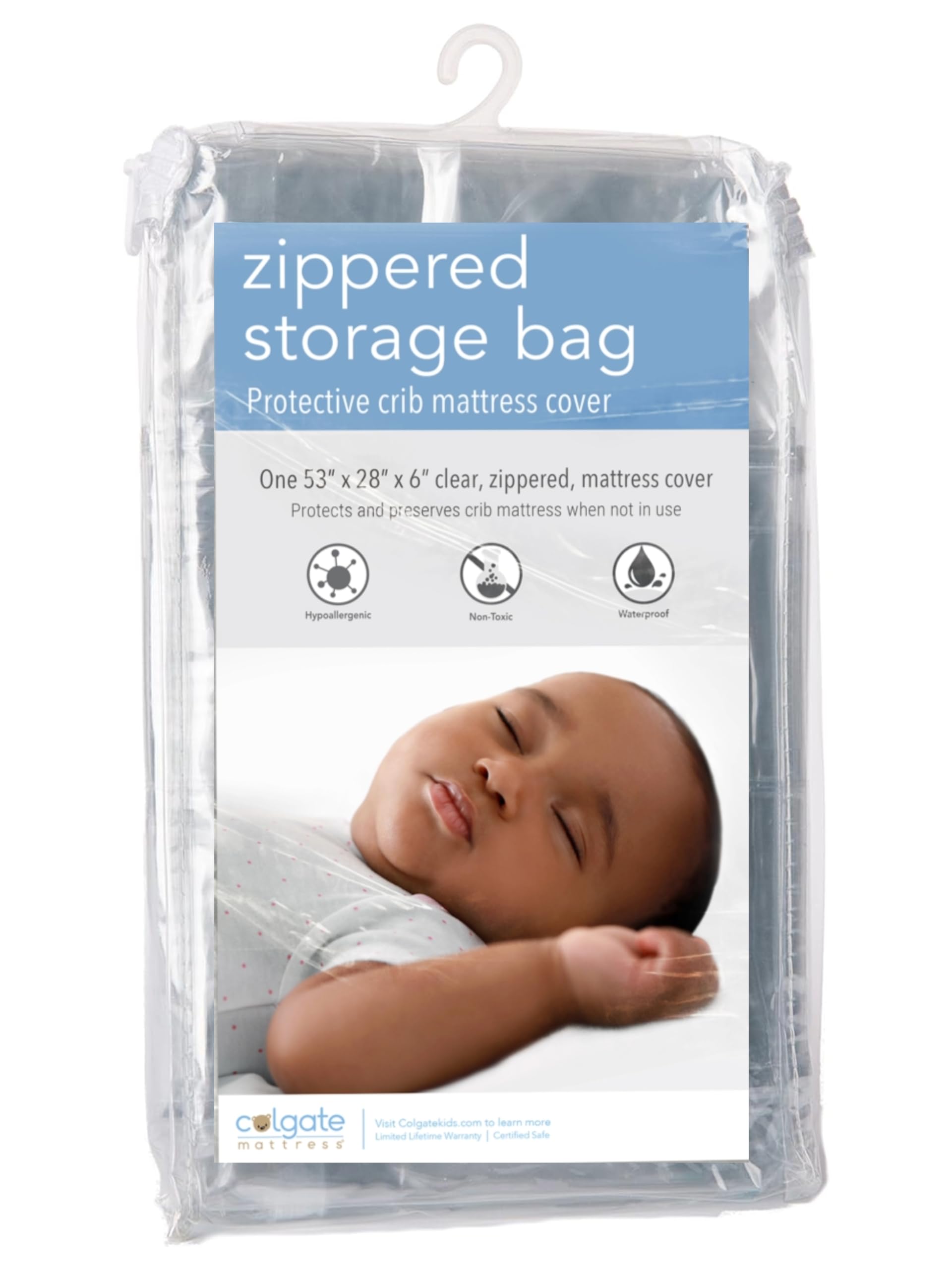 Colgate Crib Mattress Zippered Storage Bag – Premium Heavy Duty 5 MIL Tear-Resistant Vinyl Bag Protects & Preserves, Great for Storage & Moving