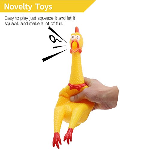 Novelty Place Extra Load Squawking Rubber Chicken - Large 16β - Yellow Squeeze Squeaky and Screaming Chicken for Kids or Adults