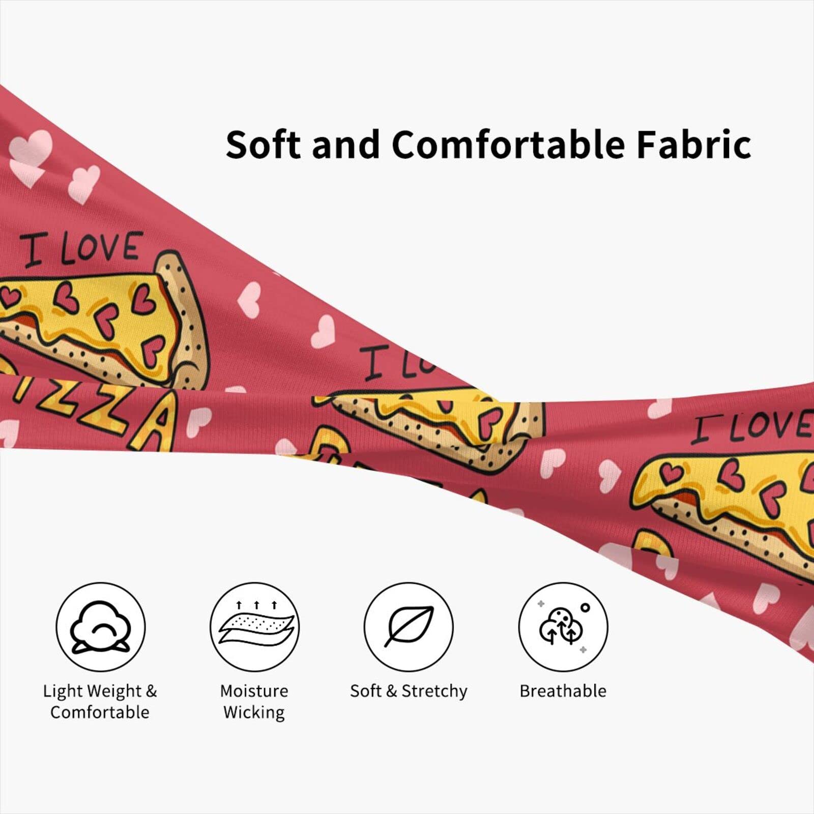Cycling Headband Love Pizza Head Wrap Stretch Sweatbands