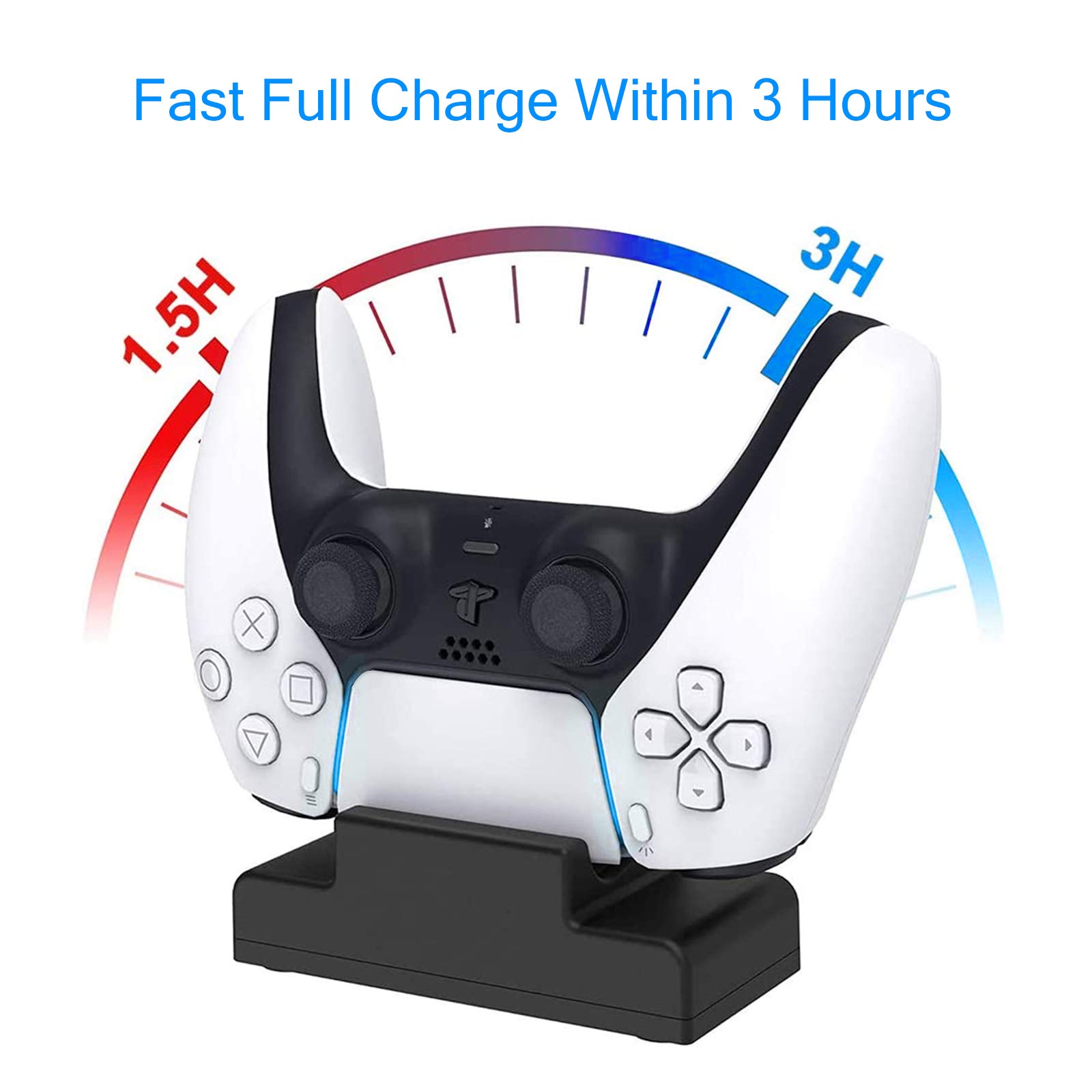 PS5 Controller Charger Station,Daugee Single Fast Charging AC Adapter,PS5 Charging Station Compatible with Dual Playstation 5 Controller(Black)