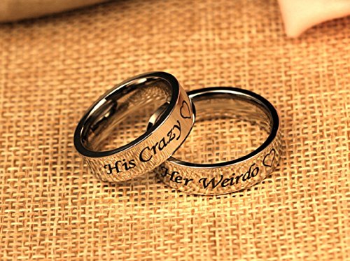 Blowin His Crazy Heart Ring Stainless Steel Engagement Wedding Band for Women (Her Size 9)