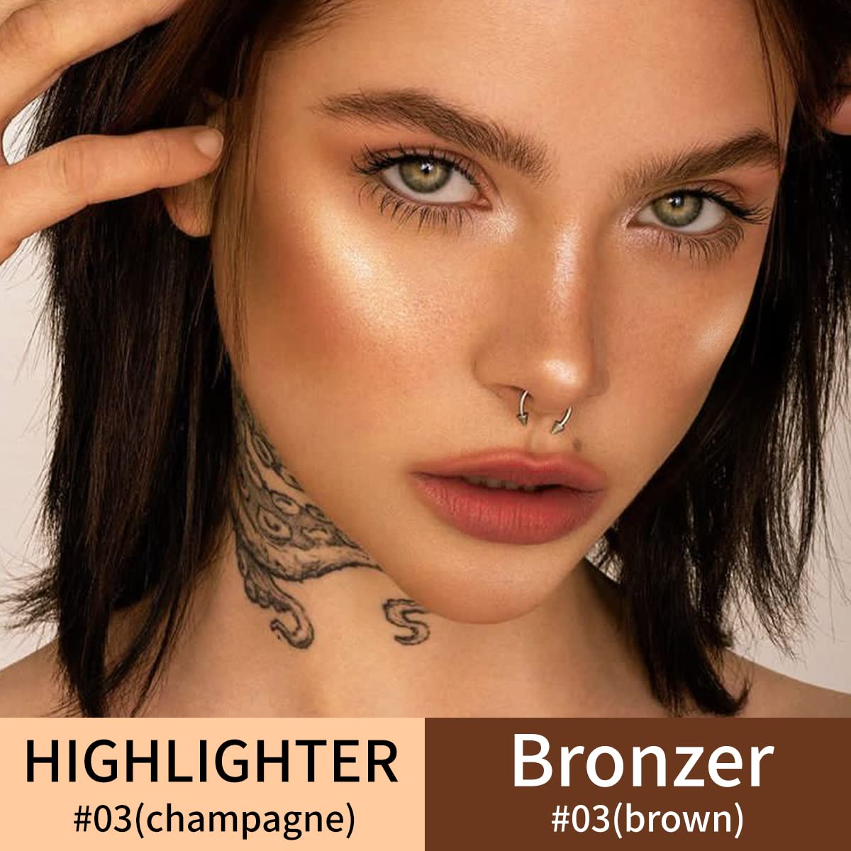 Contour Highlighter Stick Kits,DE’LANCI 2 PCS Cream Contour Highlighter Sticks with Brush,Moisturize Highlighter and Bronzer Stick For Brown Dark Black Skin Tone Women, Face Illuminator Shade Makeup