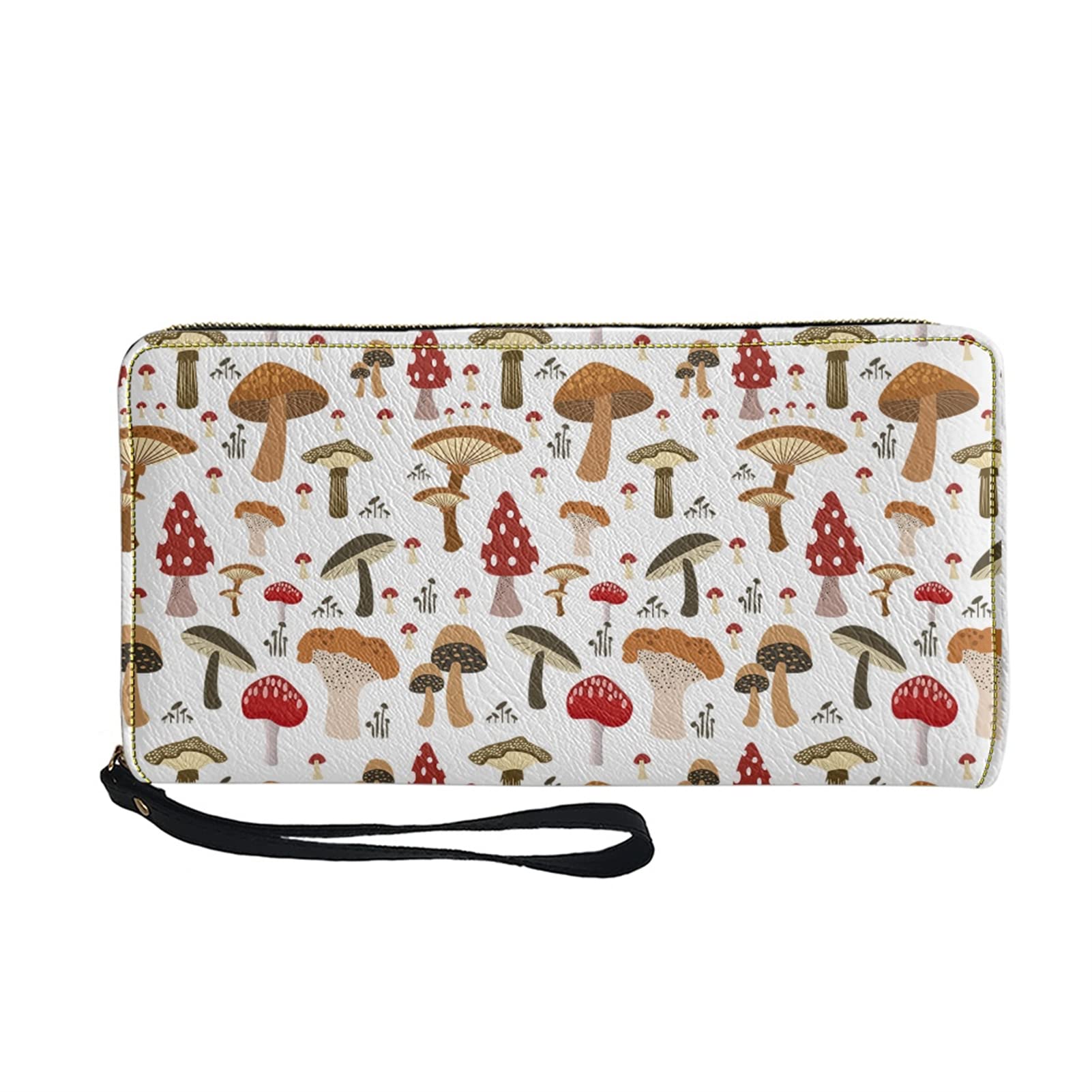 Coldinair Adorable Mushroom Print Long Wallets for Women,PU Leather Zip Around Clutch Travel Purse