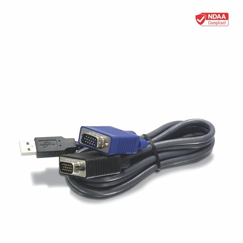 TRENDnet 2-in-1 USB VGA KVM Cable, 1.83m (6 Feet), VGA-SVGA HDB 15-Pin Male to Male, USB 1.1 Type A, Connect Computers with VGA and USB Ports, USB Keyboard-Mouse Cable & Monitor Cable, Black, TK-CU06