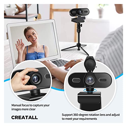 DEFLAB Webcam 1080P Webcam, HD Webcam with Microphone USB Camera Autofocus Plug and Play Suitable for Video Conferencing Camera