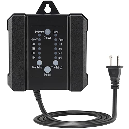 Derekland Low Voltage Transformer, 100W Landscape Lighting Transformer with Timer and Photocell Sensor, Waterproof Dual Output 120V to 12V DC Power Supply for Spotlight Pathway Light Deck Light