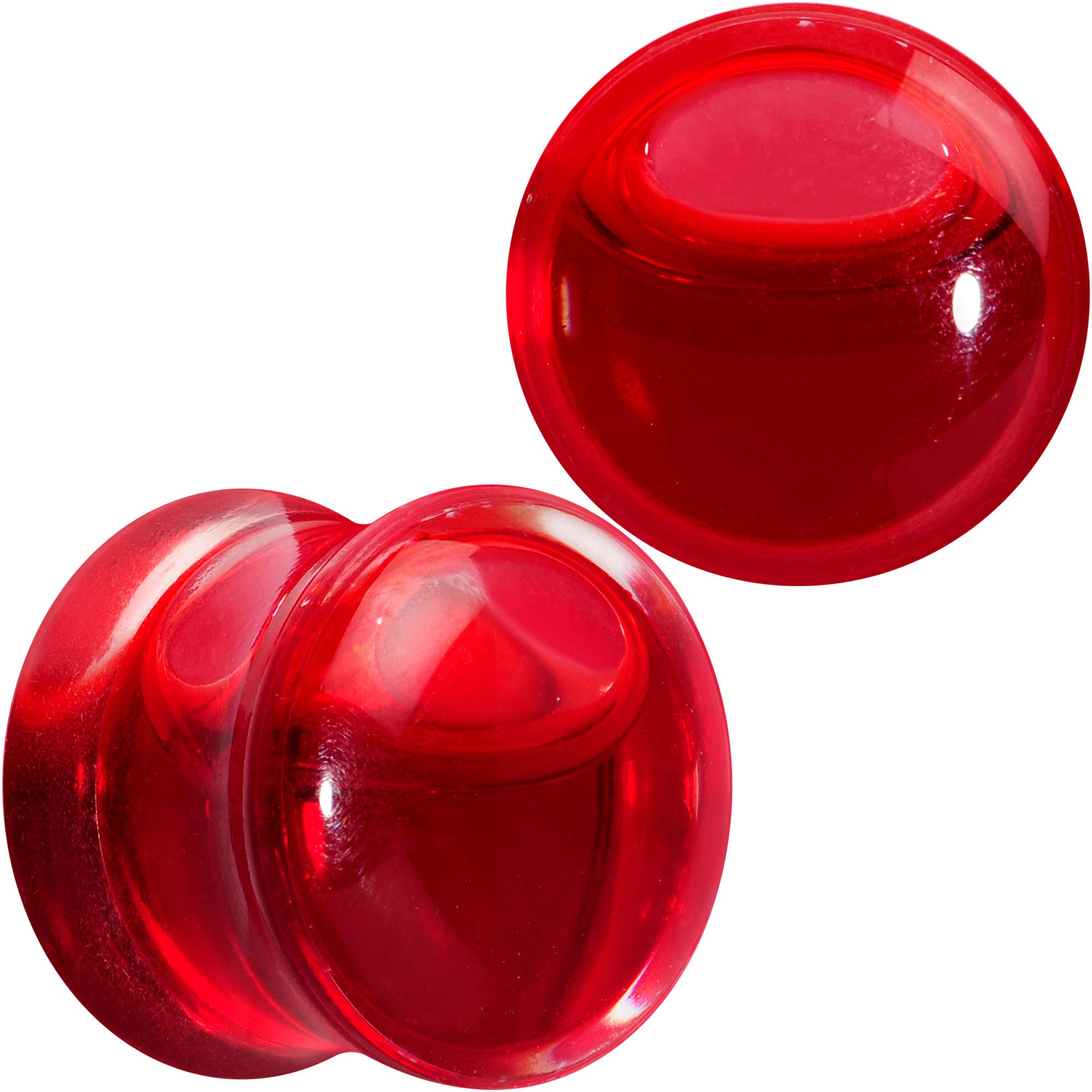 Body Candy 7/8" 2PC Clear Acrylic Red Fake Blood Saddle Plugs Double Flare Plug Ear Plug Gauges 22mm