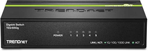 TRENDnet 5-Port Mini Gigabit Switch, TEG-S50g, GREENnet Technology, NDAA + TAA Compliant, Desktop Metal Ethernet Network Switch, 5 x Gigabit Ports, Fanless, Lifetime Protection, Black