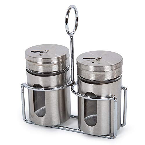 Luciano Housewares, Kitchen Essential Classic Stainless Steel Salt and Pepper Shakers Set, 2 x 3.5 inches, Silver